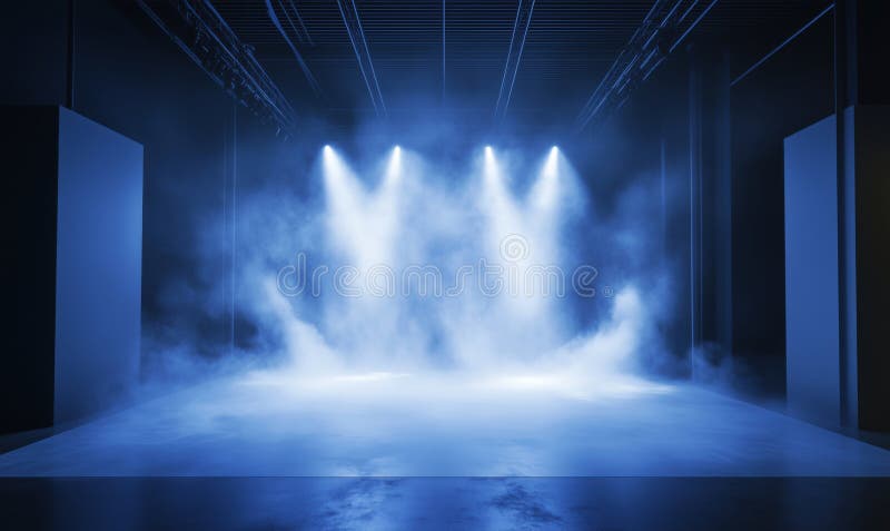 Dramatic Stage Lighting Blue Fog Illuminated Backdrop Creating ...