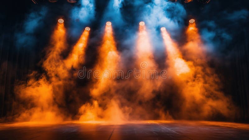 Dramatic Stage Lighting with Blue and Orange Tones Stock Image - Image ...