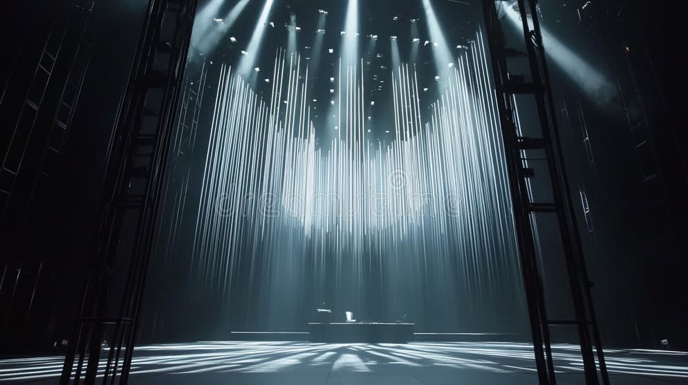 Dramatic Stage Lighting Design Abstract Light Beams and Shadow Play on ...