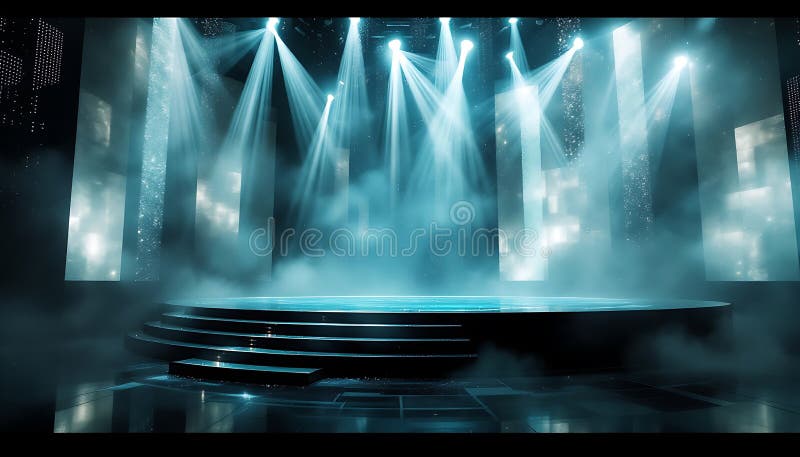 Dramatic Stage Lighting Design with Circular Platform Stock ...