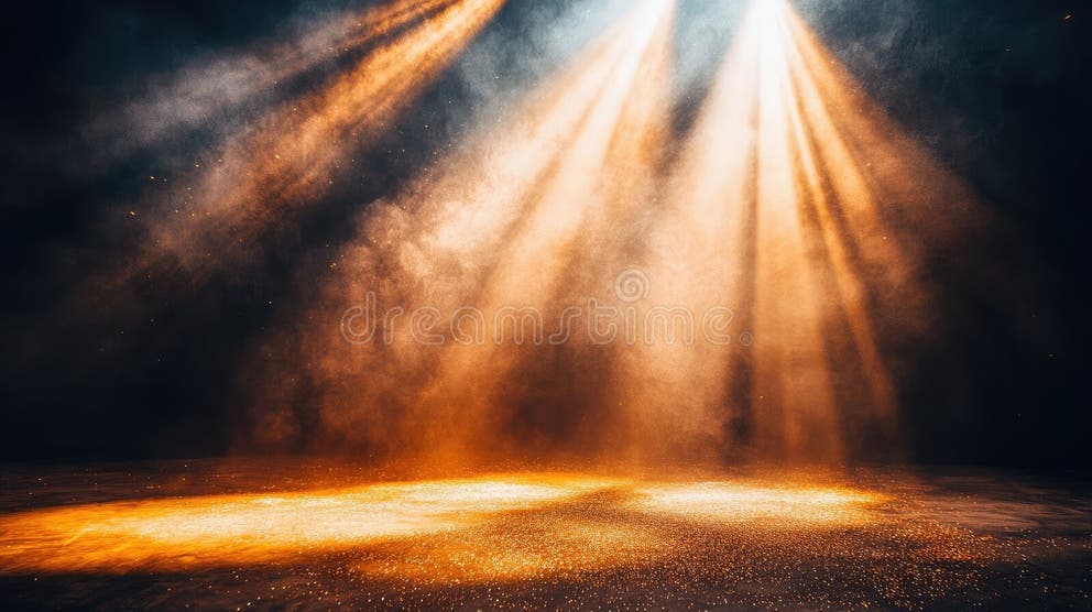 Dramatic Stage Lighting Effects with Golden Particles Stock ...