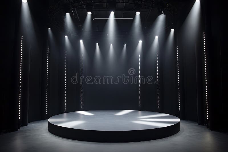 Dramatic Stage Lighting Empty Circular Platform Stock Image - Image of ...