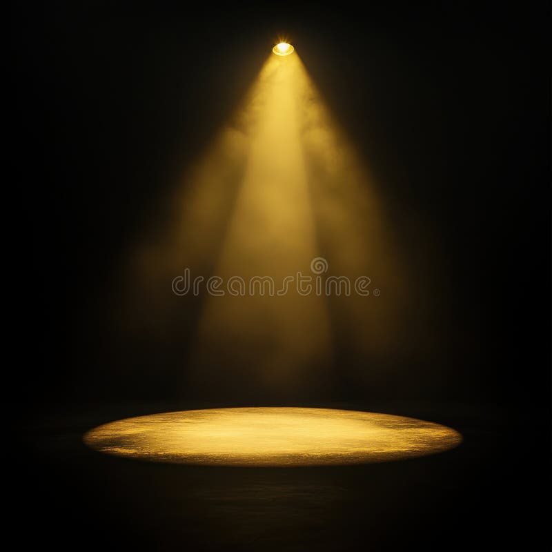 Dramatic Stage Lighting Focused on Center Spotlight with Smoke Effect ...