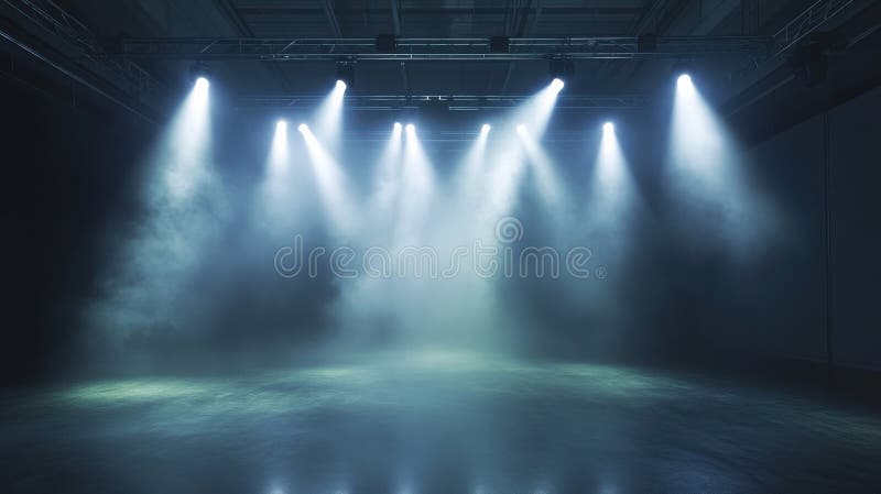 Dramatic Stage Lighting Illuminating Foggy Empty Theater Stage Stock ...