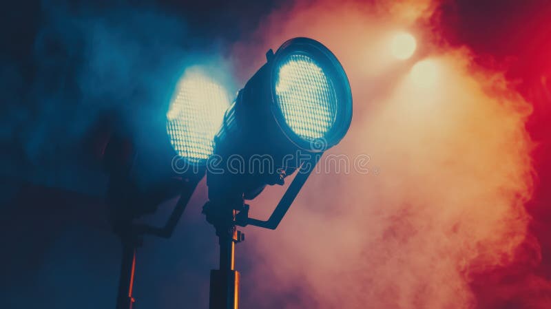 Dramatic Stage Lighting Intense Blue and Red Hues Illuminate a ...
