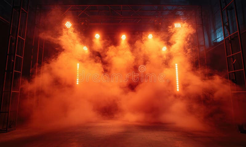 Dramatic Stage Lighting with Orange Fog Creating an Intense Atmosphere ...