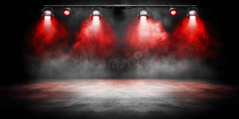 Dramatic Stage Lighting with Red Spotlights and Smoke Effect on ...