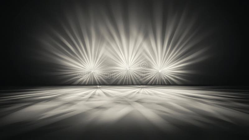 A Dramatic Stage Lighting Setup with Three Bright Spotlights Radiating ...
