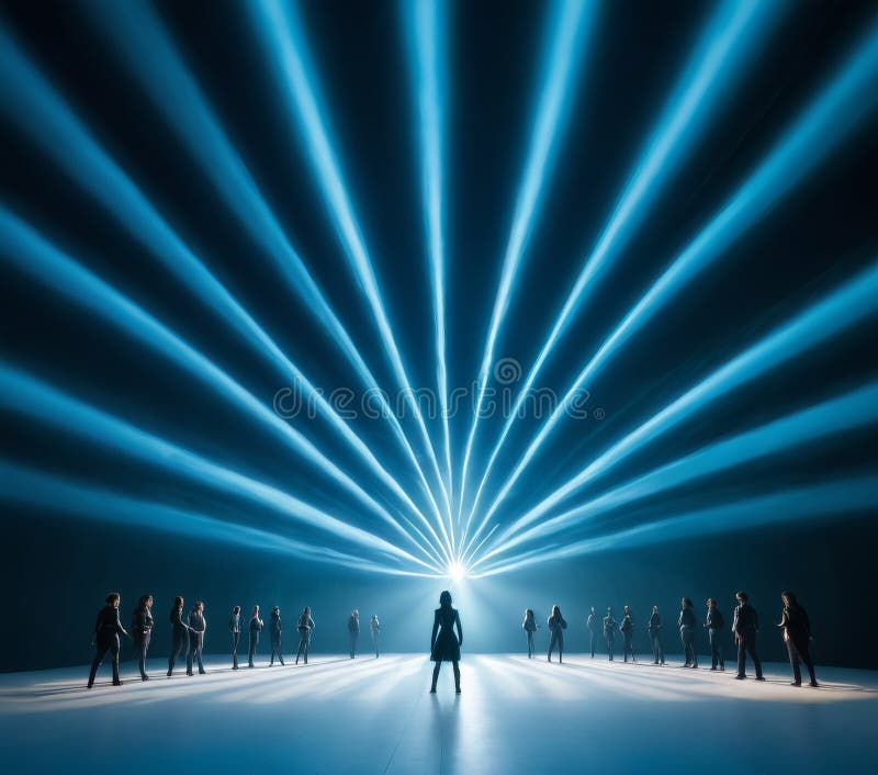 Dramatic Stage Lighting with Silhouetted Performers Stock Image - Image ...