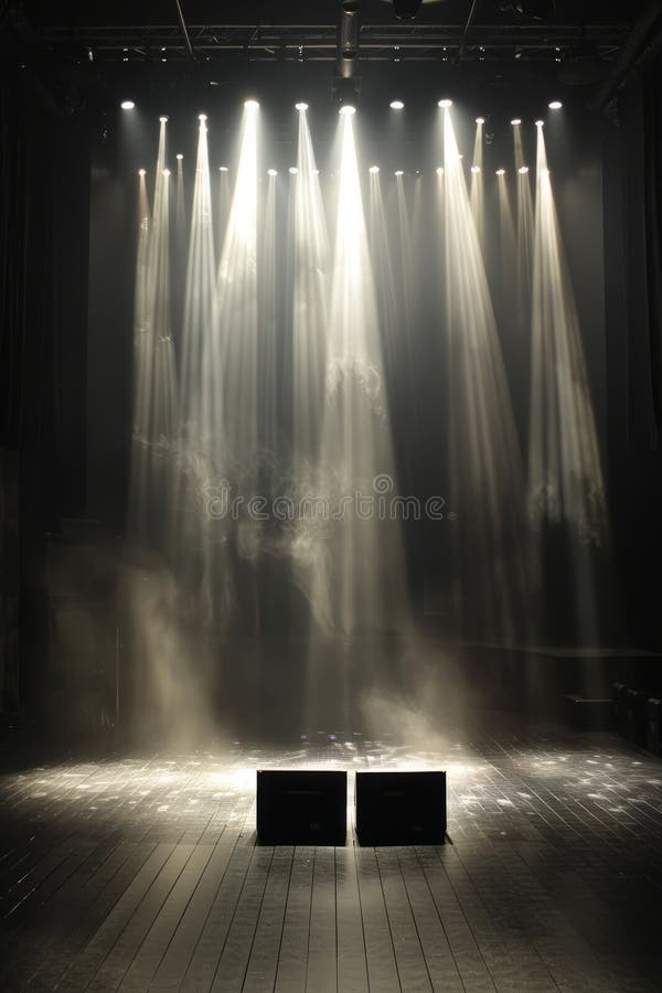 Dramatic Stage Lighting with Smoke Effects and Empty Stage Stock ...