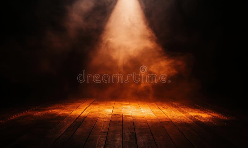 Dramatic Stage Lighting with Smoke Effects Illuminating Wooden Floor ...