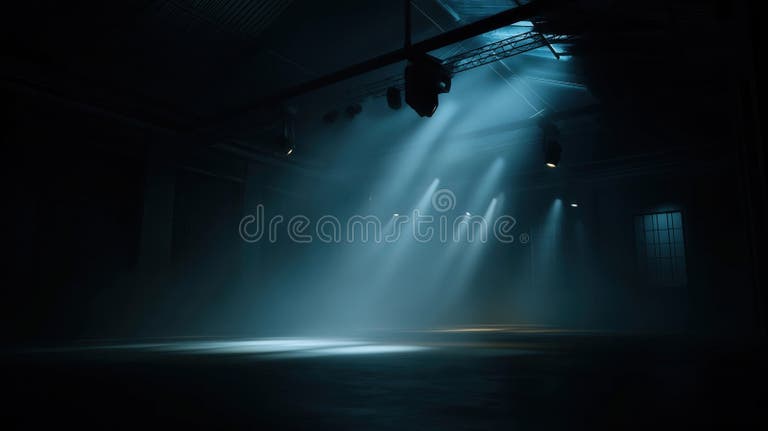 Dramatic Stage Lighting with Smoke in an Empty Dark Venue GenerativeAI ...