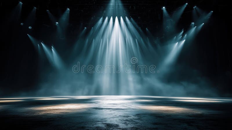 Dramatic Stage Lighting with Teal and Blue Spotlights Stock ...