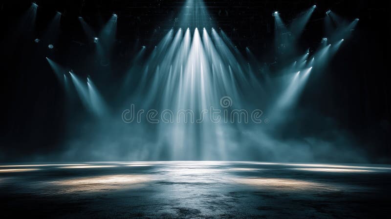 Dramatic Stage Lighting with Teal and Blue Spotlights Stock ...