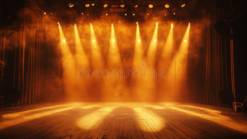 Dramatic Stage Lighting with Warm Orange Hues Stock Illustration ...