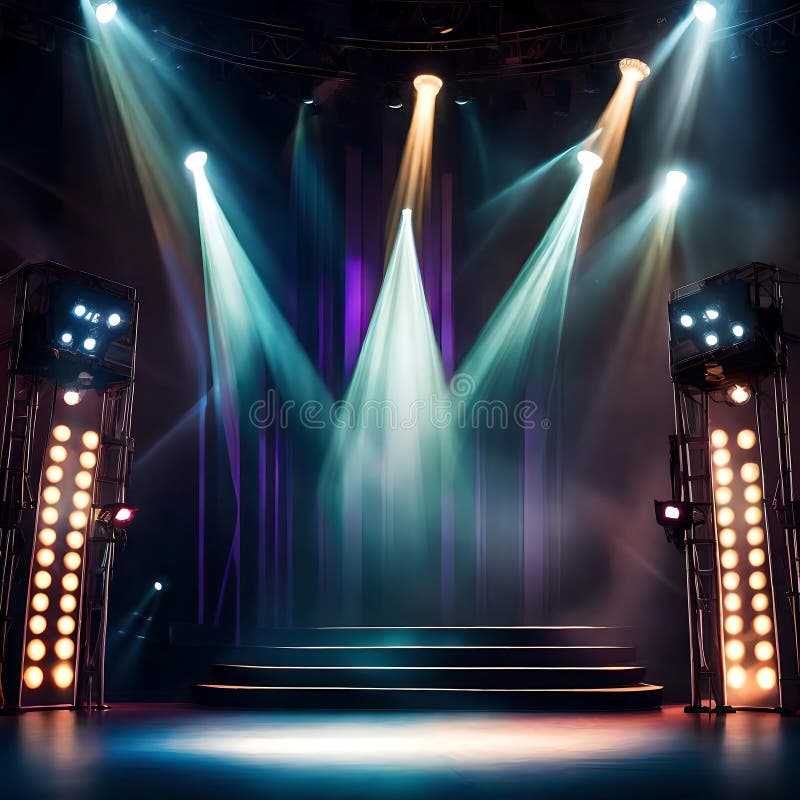 Stage Lights on a Stage - Ai Generated Image Stock Illustration ...