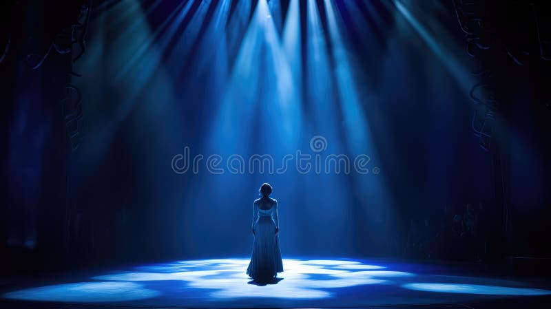 Dramatic stage lights blue stock illustration. Illustration of ...