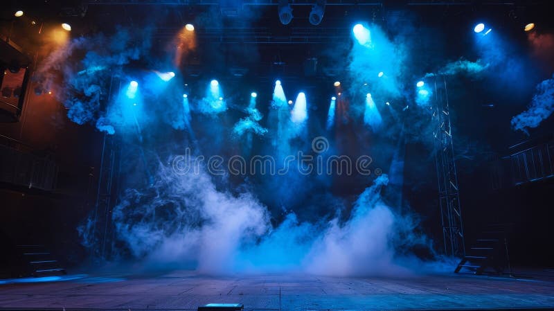 Dramatic Stage Lights Cut through Smoke Setting the Scene for a Play ...
