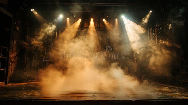Dramatic Stage Lights Cut through Smoke Setting the Scene for a Play ...