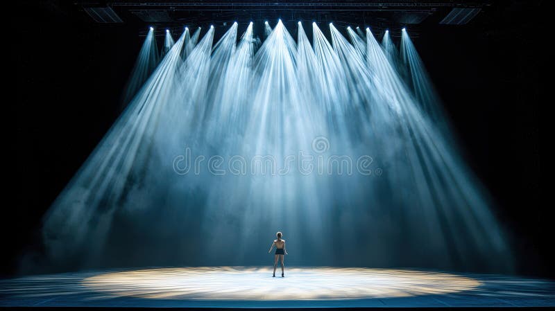 Dramatic Stage Lights Illuminate Solo Performer in a Theatrical Setting ...