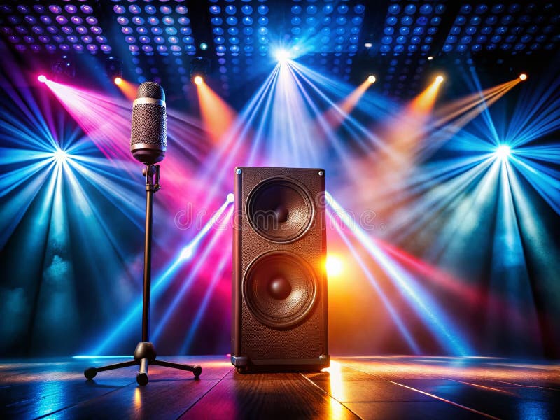 Dramatic Stage Performance Capture a Powerful AIGenerated Image Featuring a Voice Microphone ...