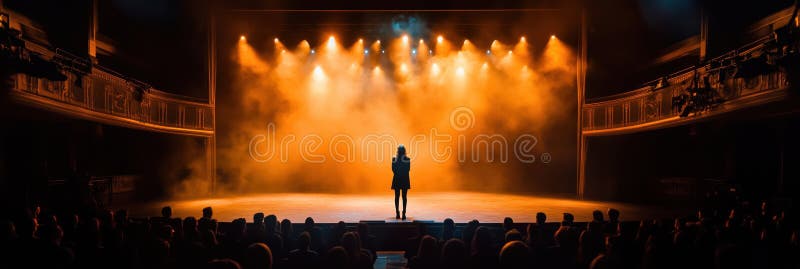 Dramatic Stage Performance with Spotlight on Performer Surrounded by ...