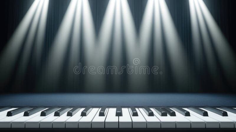 Dramatic Stage with Piano Keys and Spotlight Illumination Stock Photo ...
