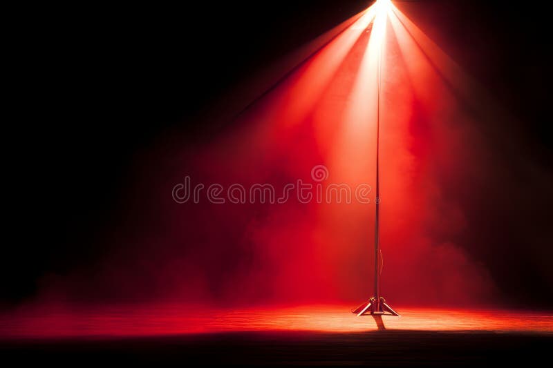 Dramatic Stage Red Spot Light Illuminating the Fog Filled Theater for a ...
