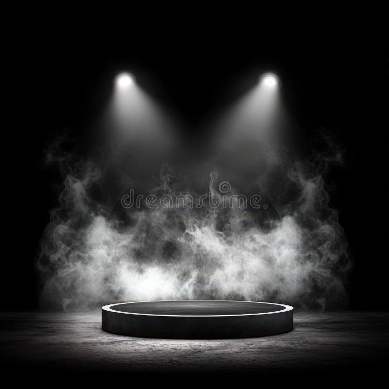 Dramatic Stage with Smoke and Spotlights. Stock Illustration ...