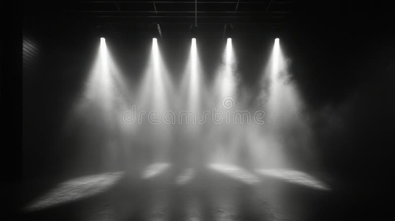 Dramatic Stage Spotlight Casting Beams in a Dark Theater Environment ...