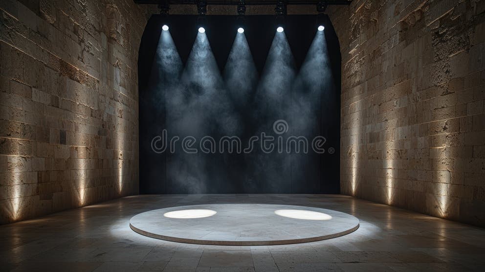Dramatic Stage Spotlight Illuminates a Circular Platform. Stock ...