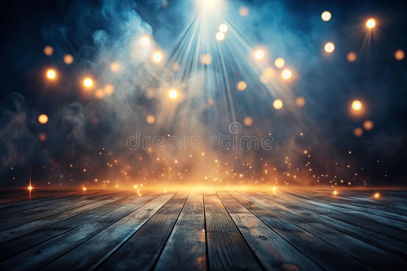 Dramatic Stage, Spotlights, Smoke, Wooden Floor Stock Illustration ...