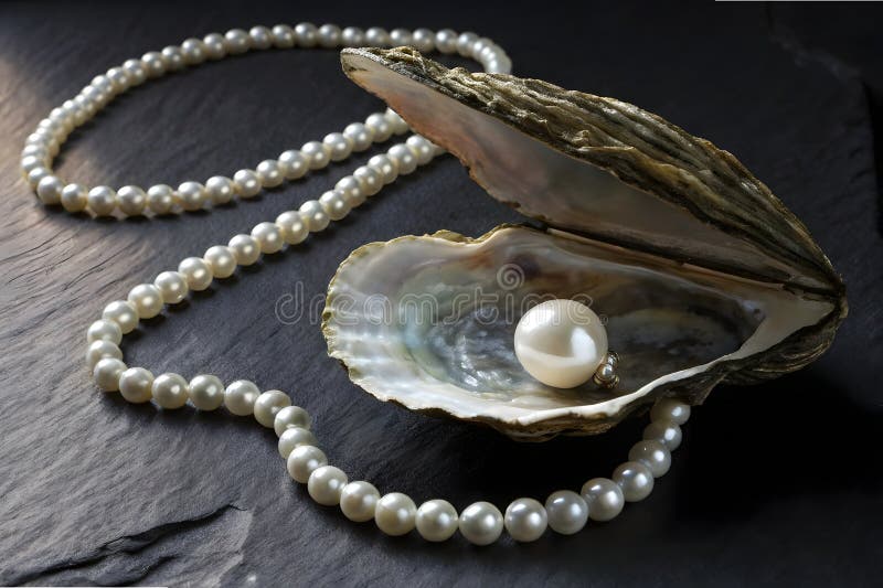 A Dramatic, Still Life Image of a Pearl Necklace Draped Around an Open ...