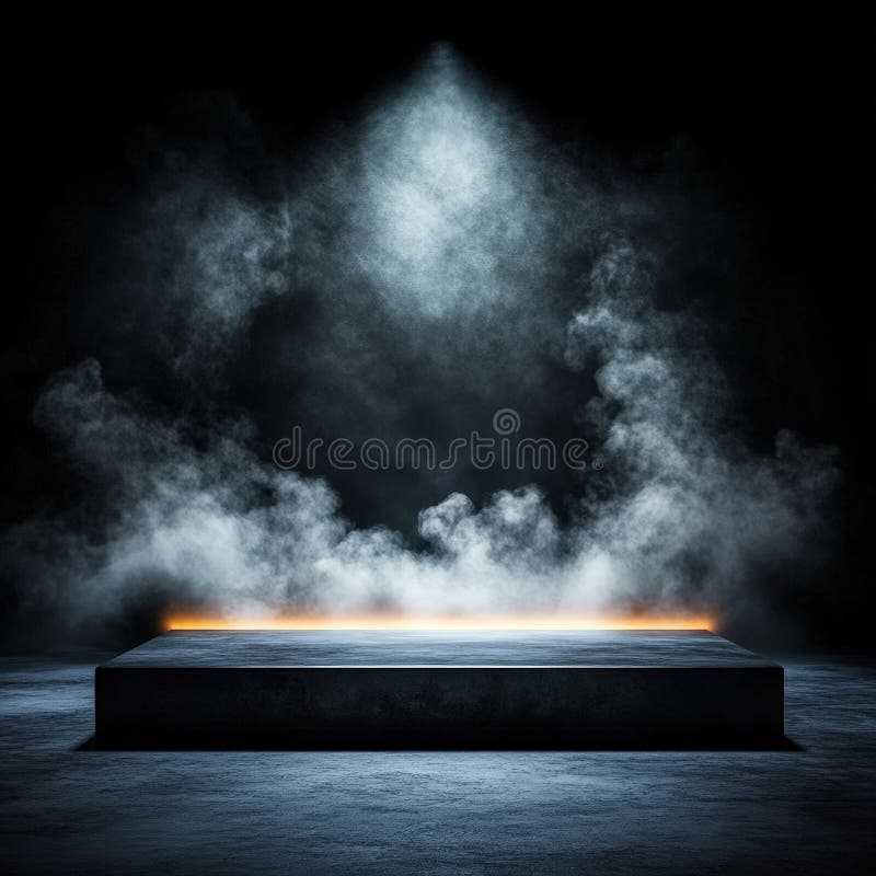 Dramatic Stone Platform with Smoke and Spotlight. Stock Illustration ...