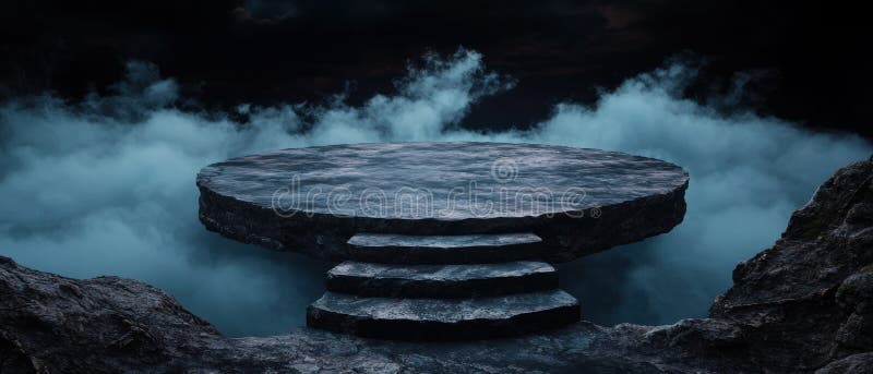 Dramatic Stone Platform with Stairs Against a Cloudy Sky. Stock ...