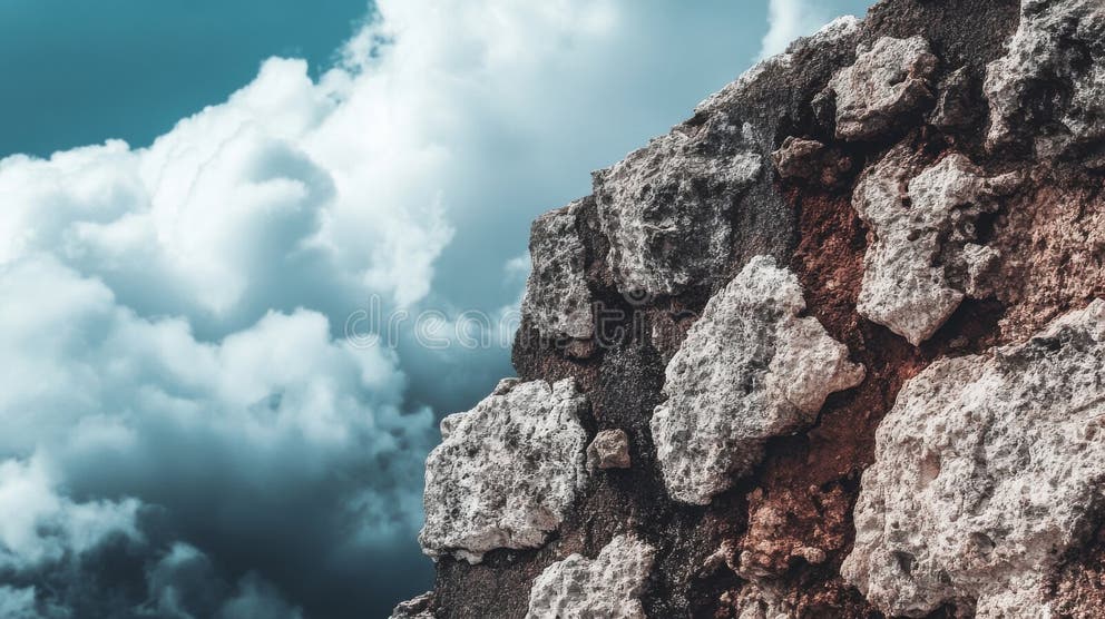 Dramatic Stone Wall Texture Cloudy Sky Background Image Old Rock Grey ...