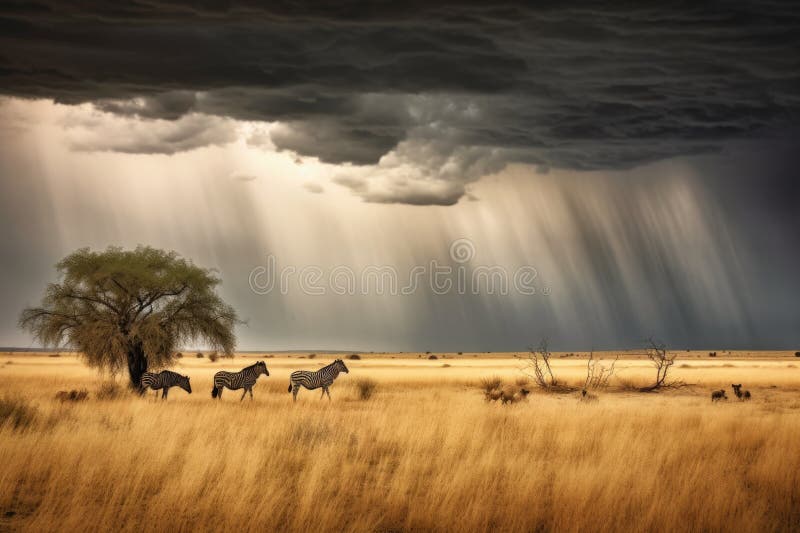 A Dramatic Storm Approaching Over the African Savanna Stock Photo ...