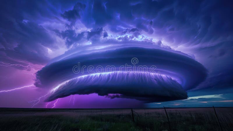 Thunderstorm Supercell with Giant Lightning Over Desert , Made with ...