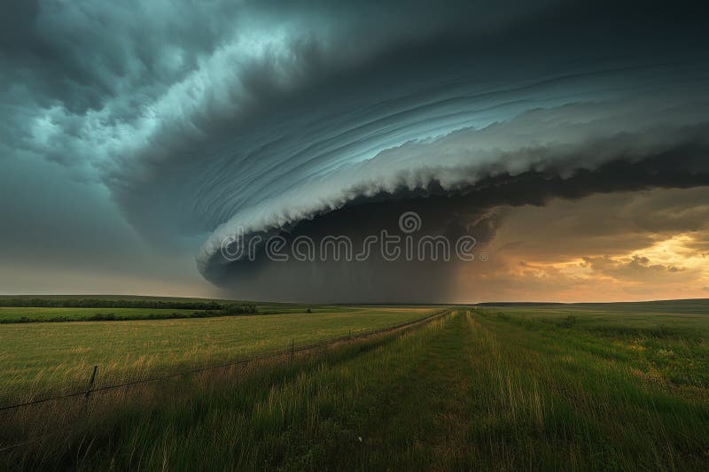 Dramatic Storm Cloud Formation Over Open Fields during Golden Hour Stock Photo - Image of ...