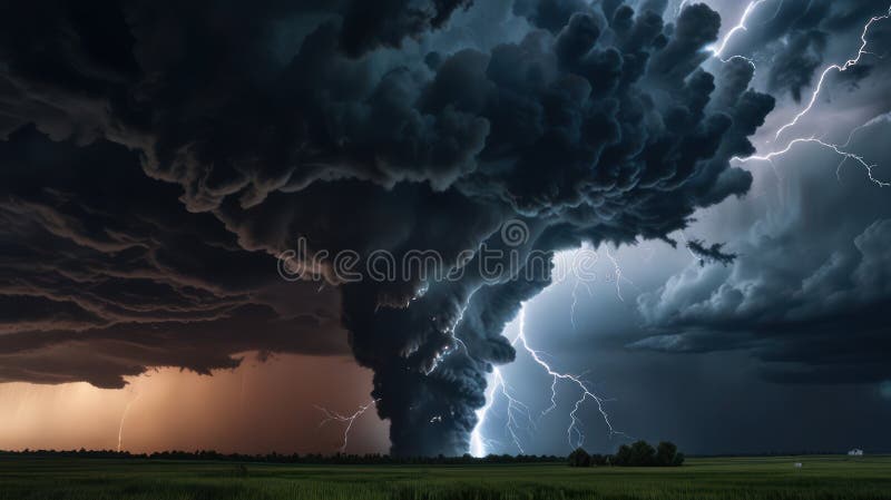 Dramatic Storm Clouds Fill the Sky, Swirling Intensely Above a ...