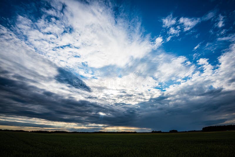 Dramatic Storm Clouds Forming Over Rural Area on Evening Stock Image ...
