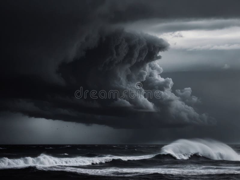 Dramatic Storm Clouds Gathering Over the Ocean Intense Weather ...