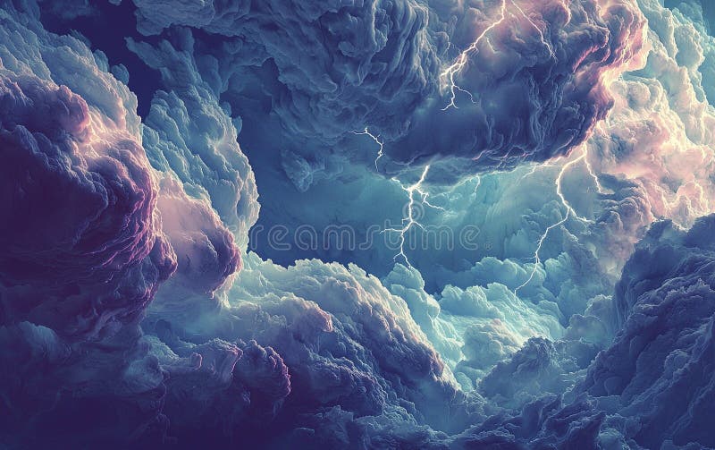 Dramatic Storm Clouds Illuminated by Flashes of Lightning during ...