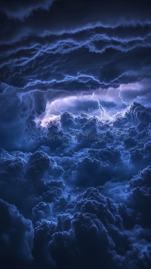 Dramatic Storm Clouds with Lightning at Night Stock Image - Image of ...