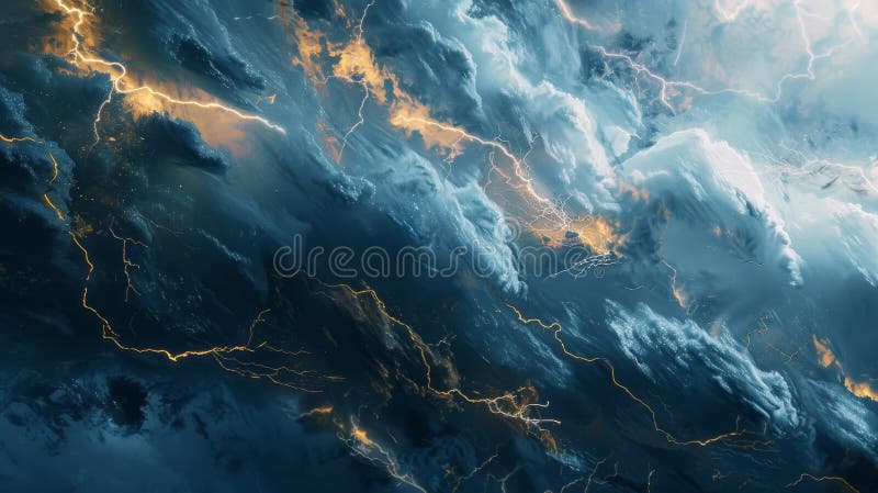 Dramatic Storm Clouds with Lightning Strikes, Night Sky. Nature Power ...