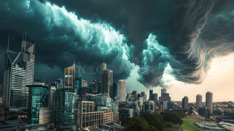 Dramatic Storm Clouds Loom Over a City Skyline Stock Photo - Image of ...