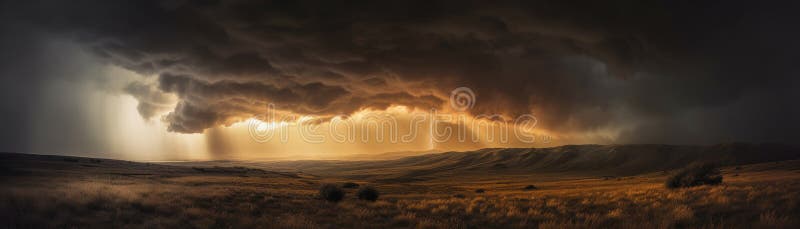 Dramatic Storm Clouds Over a Blurred Landscape Banner Background ...