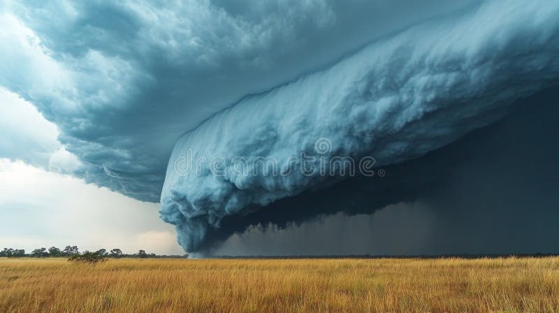 Dramatic Storm Clouds Rolling in Over a Field of Tall Grass Stock ...
