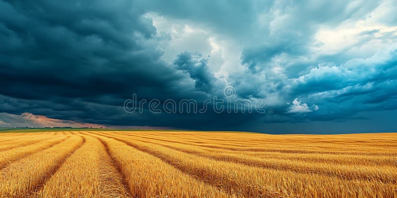 Dramatic Storm Clouds Rolling Over a Golden Wheat Field for Powerful ...
