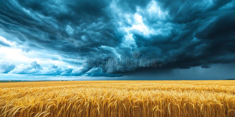 Dramatic Storm Clouds Rolling Over a Golden Wheat Field for Powerful ...
